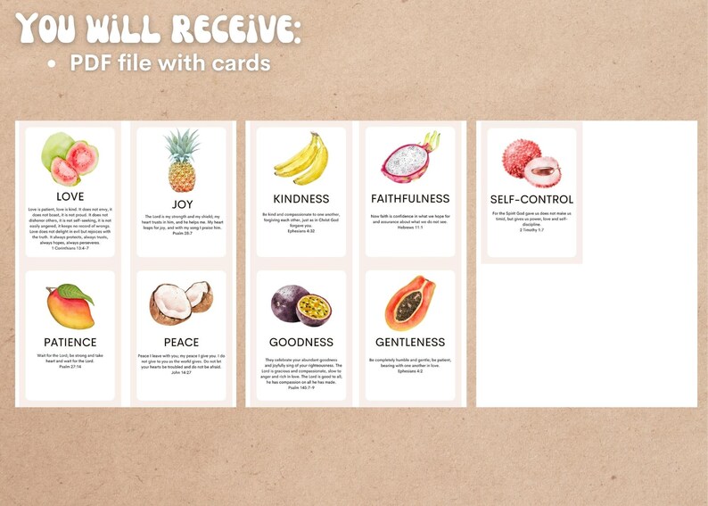 Fruit of the Spirit Scripture Cards - Etsy