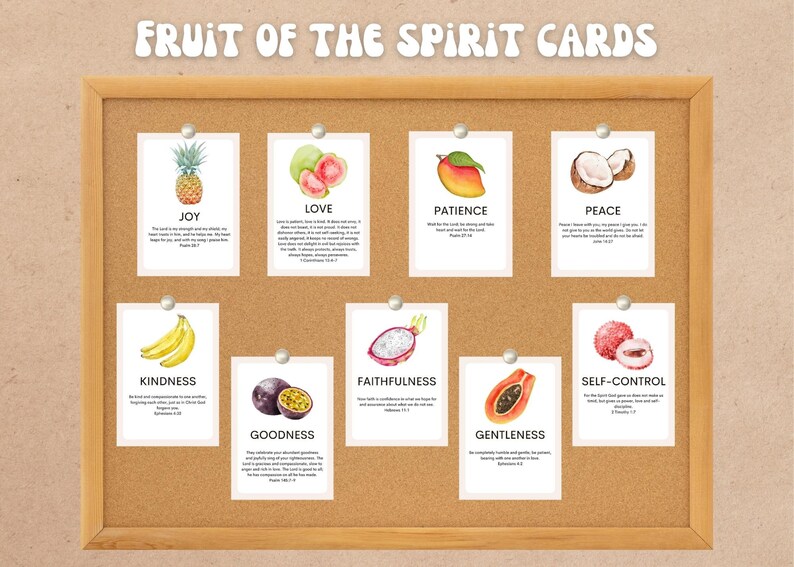 Fruit of the Spirit Scripture Cards, Wall Hangings Bible Study Cards ...