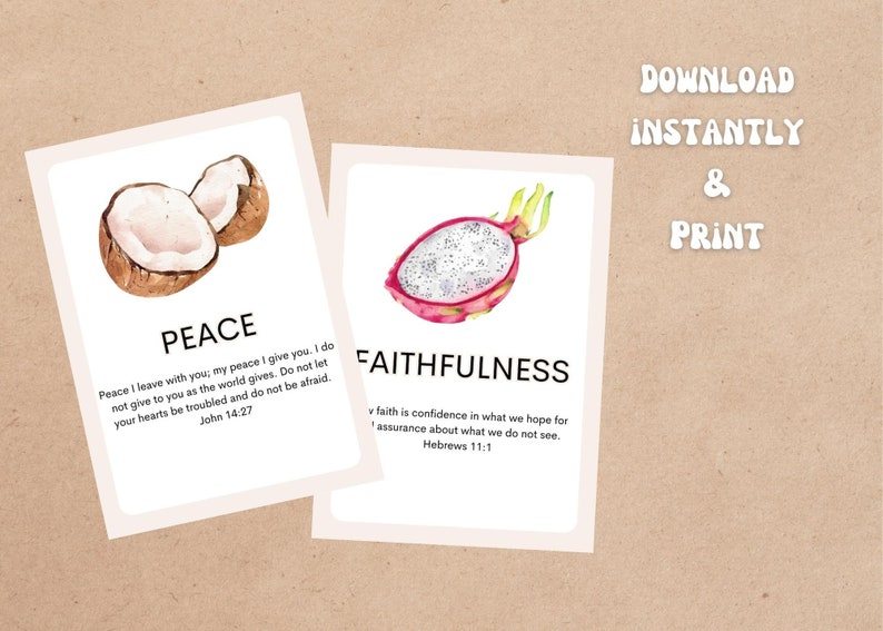 Fruit of the Spirit Scripture Cards, Wall Hangings Bible Study Cards ...