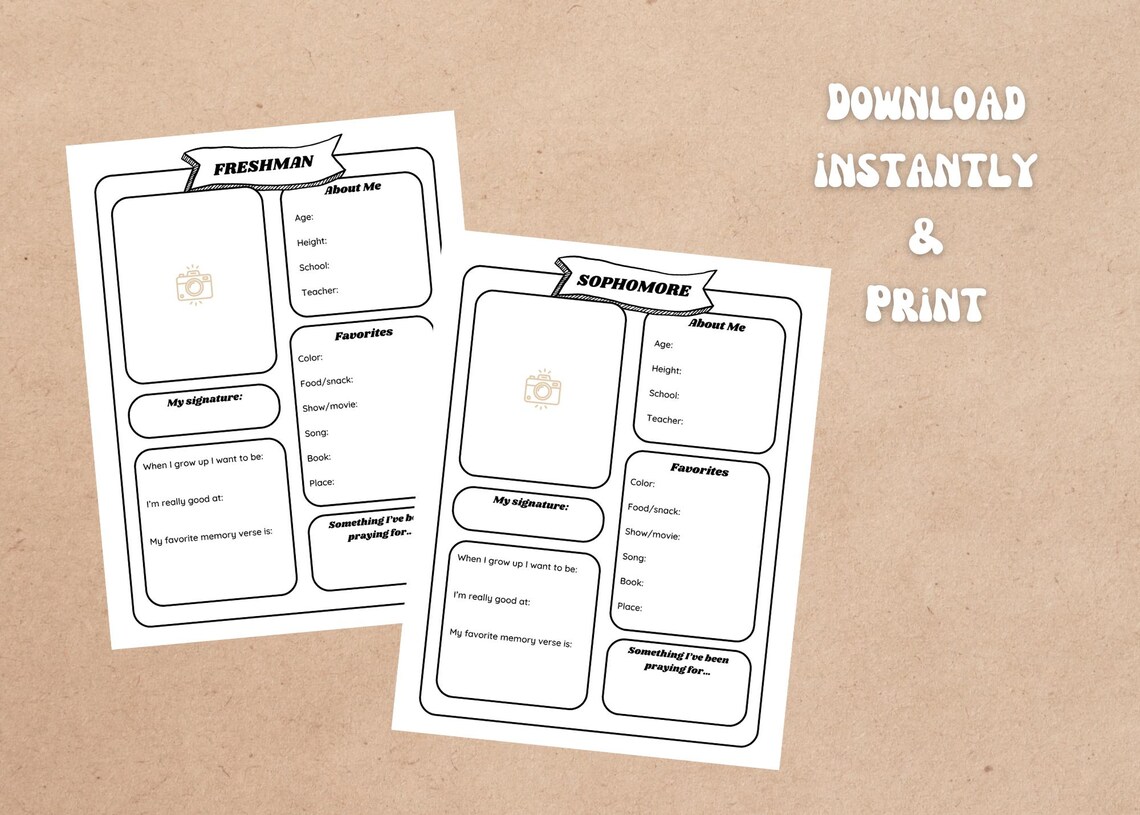 Grade Level Signs, Beginning of School Year Worksheet, Instant Download ...