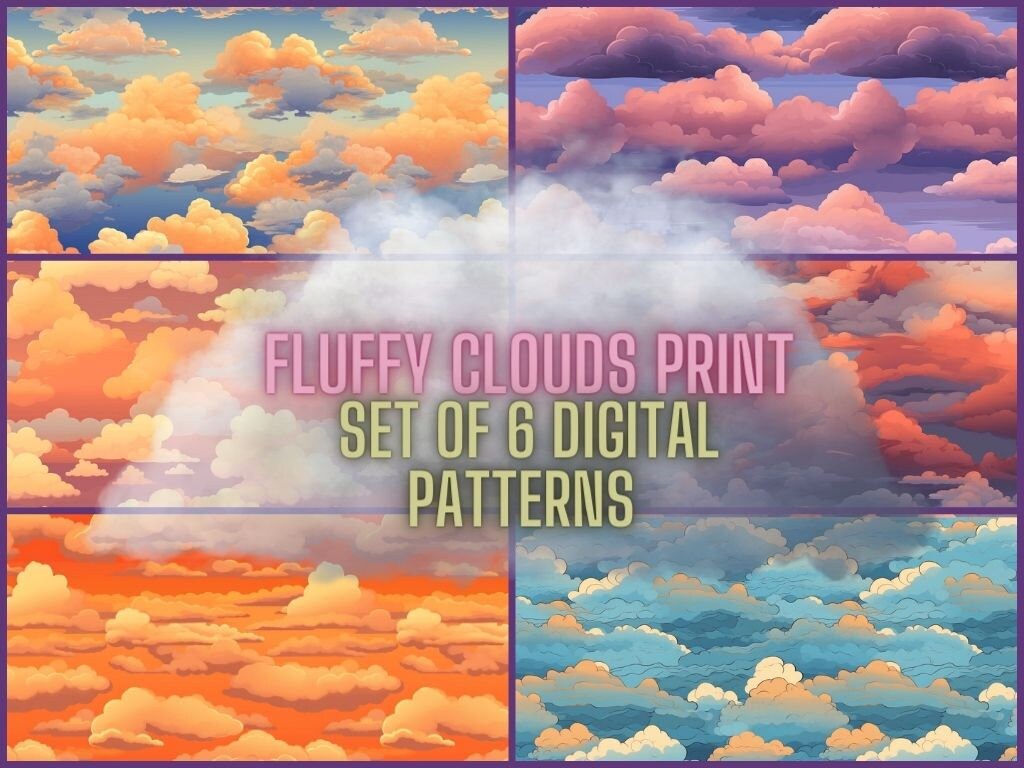 Printable Stationary-digital Art Cloud Seamless - Etsy