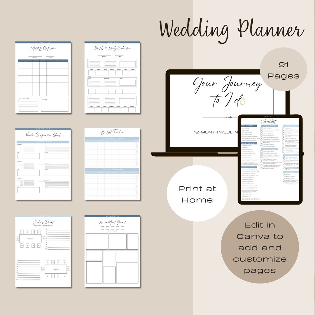 Digital Wedding Planner Printable, Editable Wedding Planning Book ...