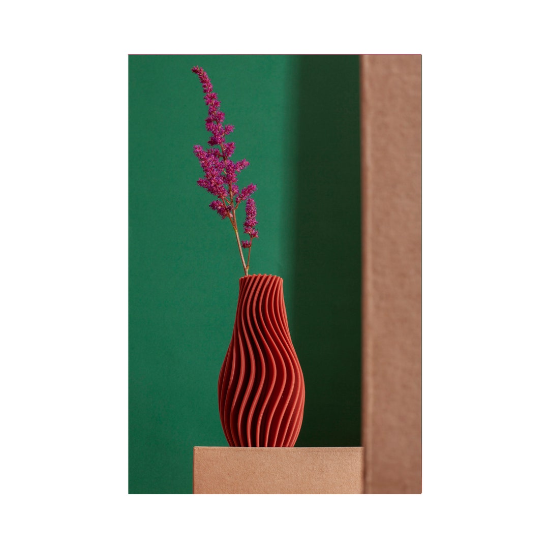 3D Curvy Vase Chocolate Brown - Etsy