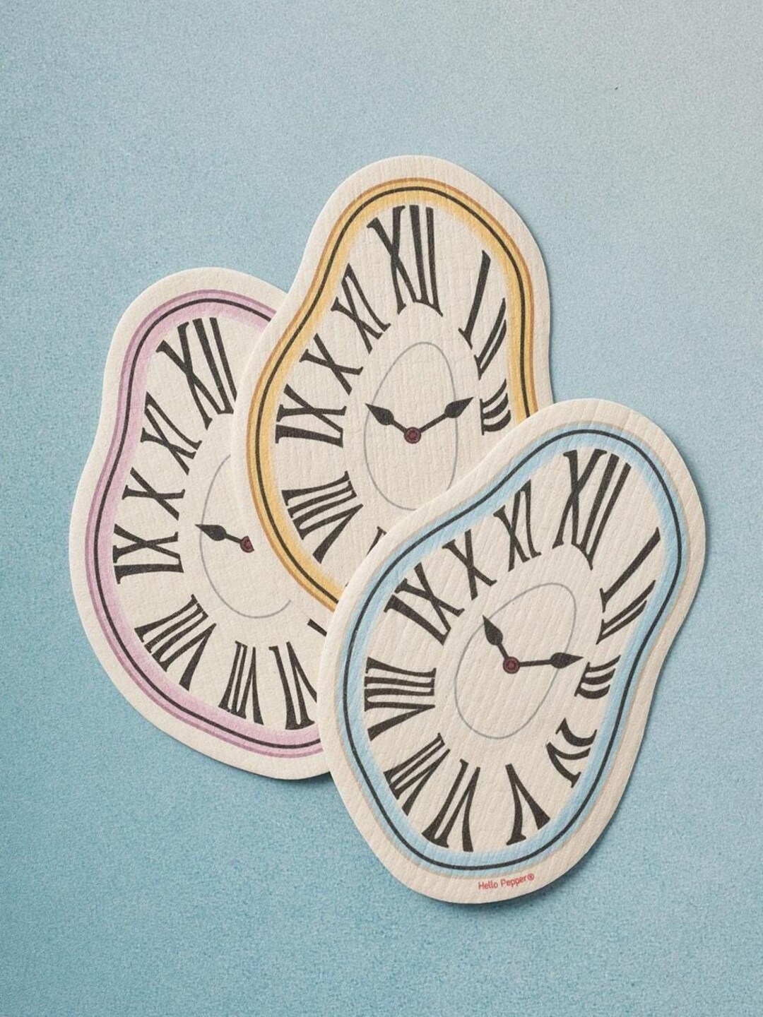 Surreal Melting Clock Sponge Cloth - Soft Watches Series (set of 3) - Etsy