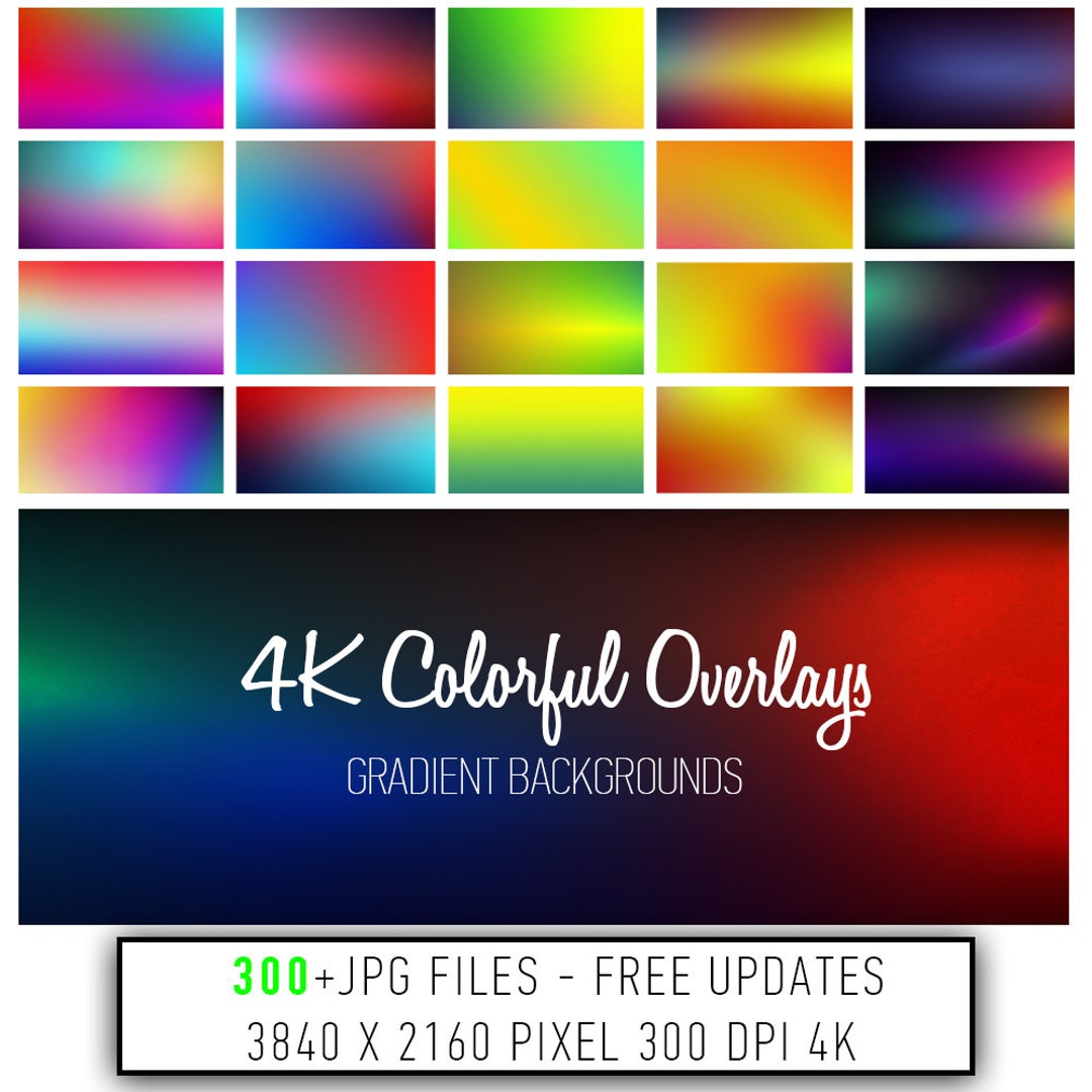 Colorful Backgrounds Set of 300 Overlays 4K Resolution Digital Files ...