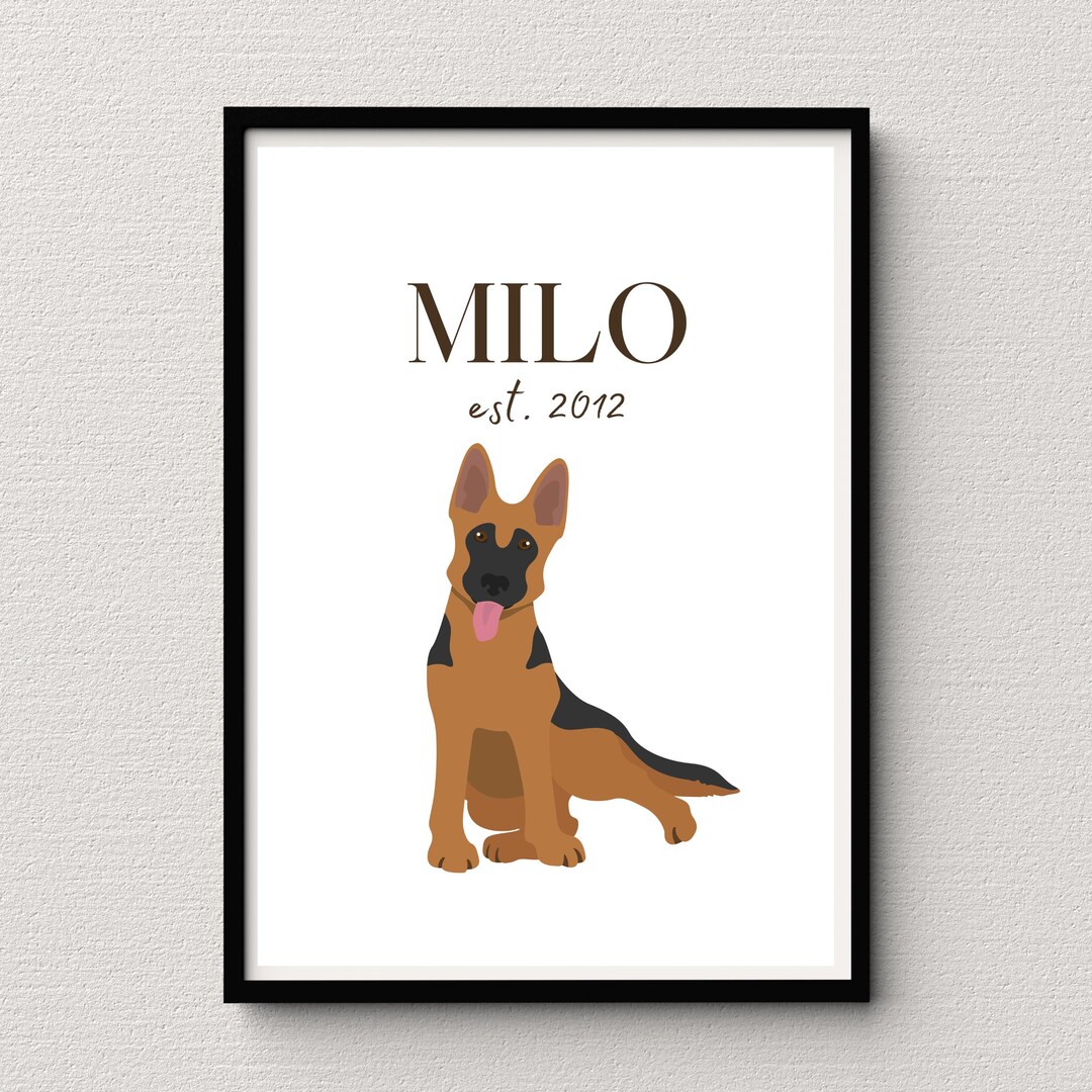 Personalised German Shepherd Pet Print - Etsy