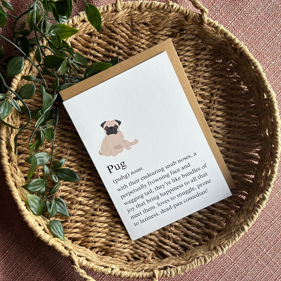 Pug Definition Greeting Card - Etsy