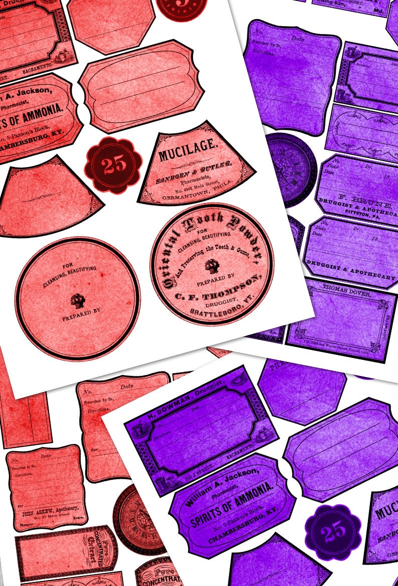 Vintage Junk Journal Labels, Ephemera Digital Download, Distressed ...