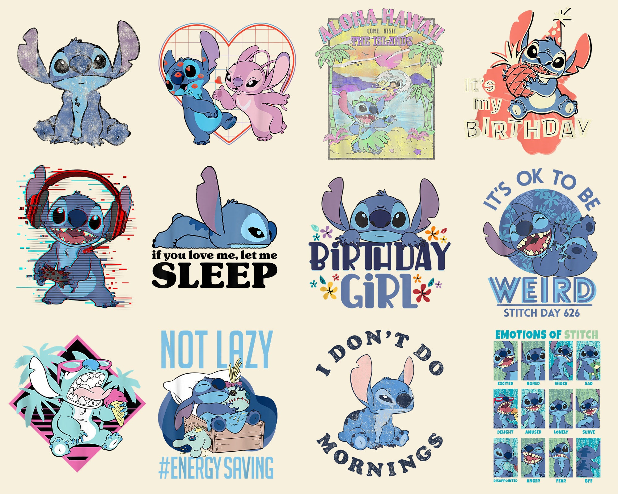 Lilo et Stitch PNG Bundle, Stitch PNG, Clipart au point, lot de points ...