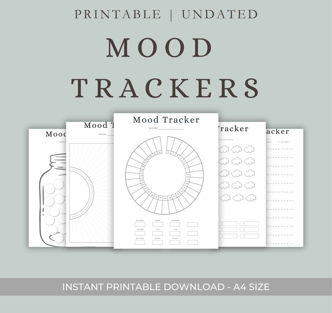 Mood Tracker Bundle Feelings Wheel Period Tracker Printable and Digital ...