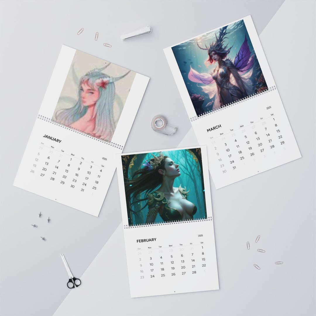 Zodiac Calendar Wall Art 14x11.5, 2025 Wall Calendar, Fantasy Fiction ...