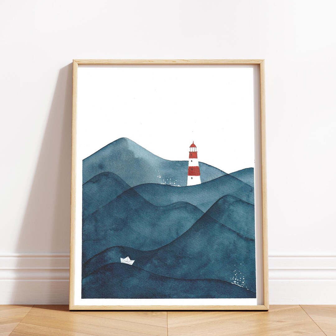 The Lighthouse - Watercolor Poster - Etsy