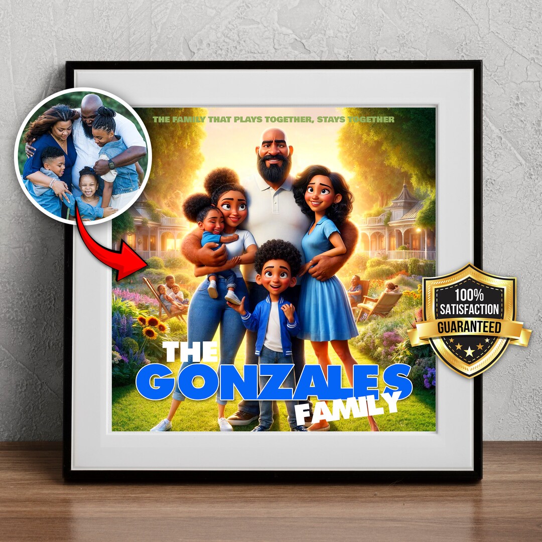 Personalized Family Cartoon Portrait, Custom Cartoon Family Portrait ...