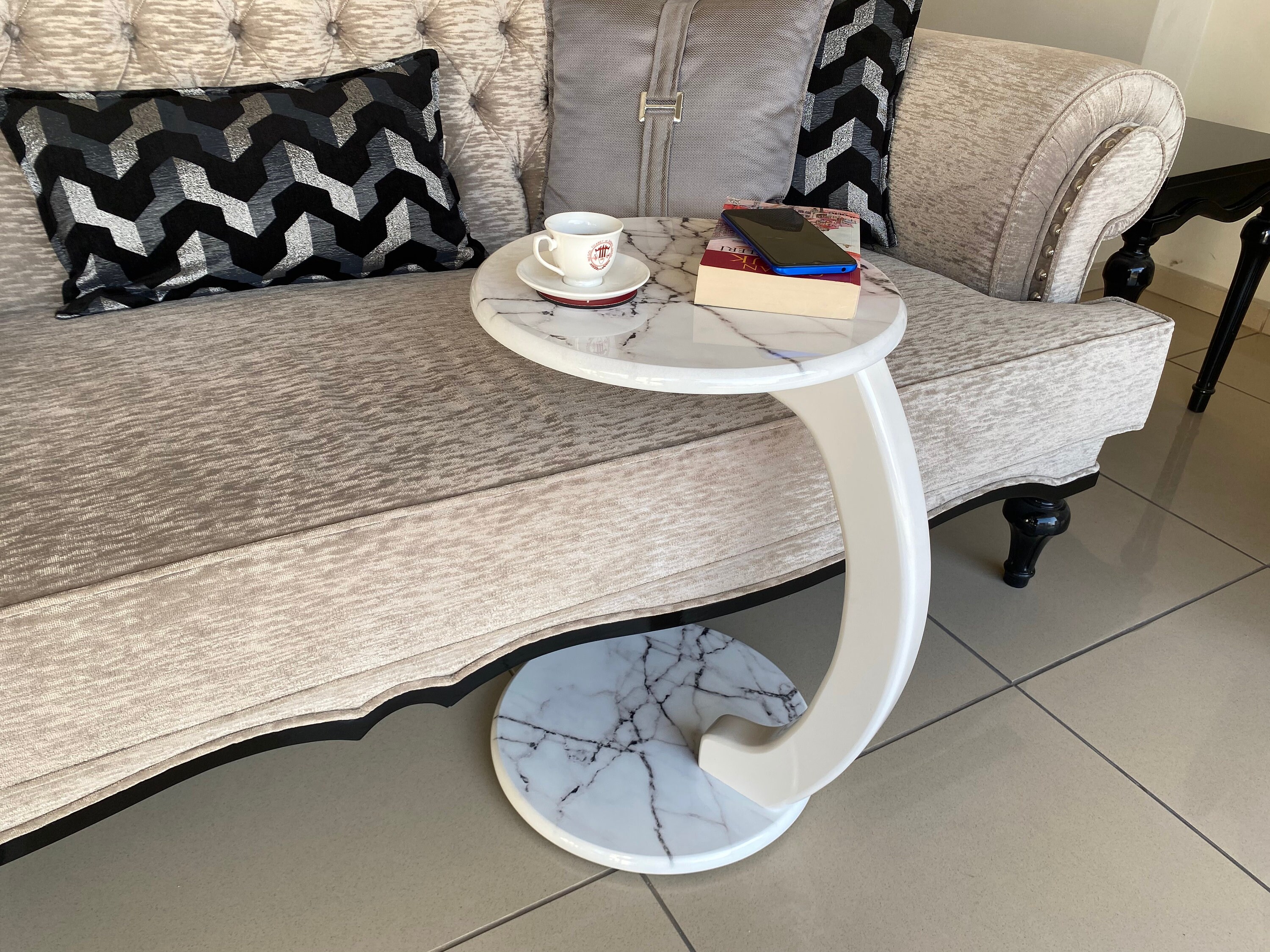 Round C Shape Laptop Table Modern Couch Table With Rollers - Etsy UK