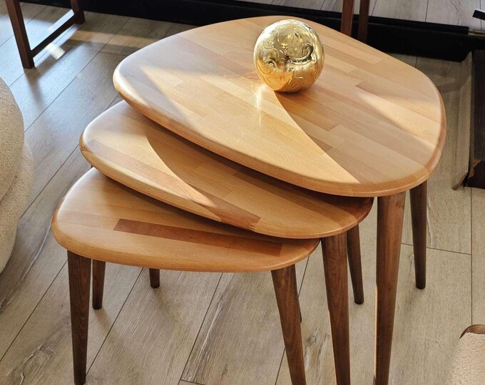 Nesting Kidney Bean Guitar Pick Coffee Tables Mid-century Modern Atomic ...