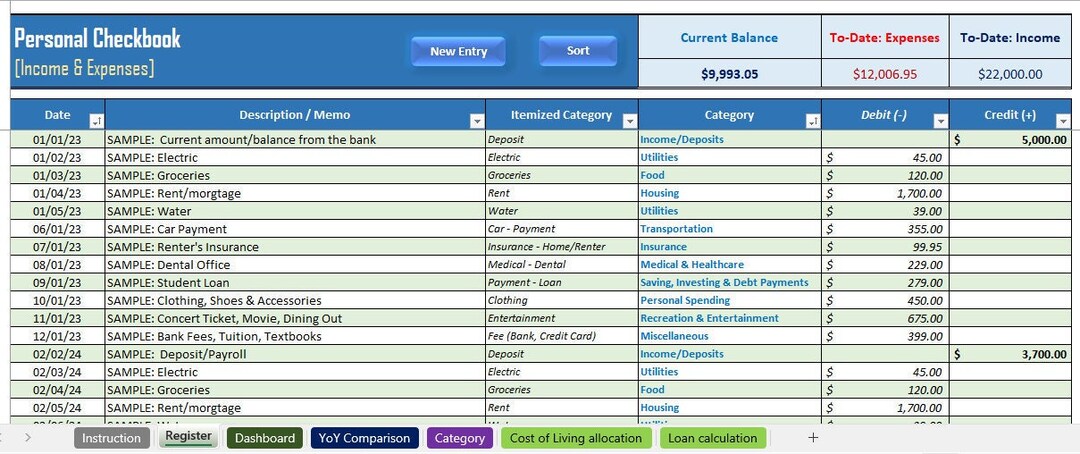 Personal Automated Digital Checkbook - Etsy
