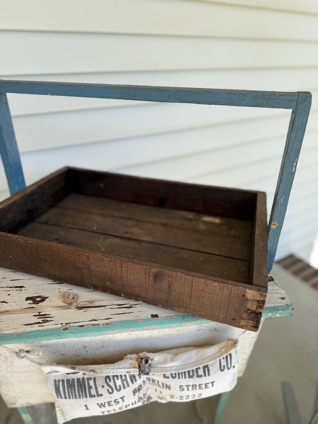Rustic Wood Strawberry Crate With Blue Handle: Farmhouse Decor - Etsy
