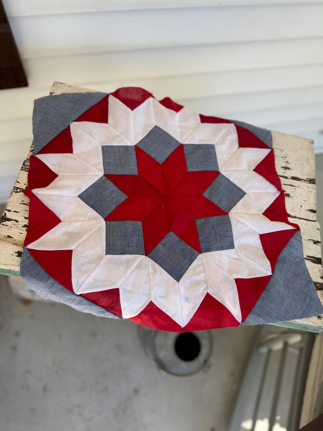 Hand-stitched Star Quilt Block: Vintage Patriotic Decor - Etsy