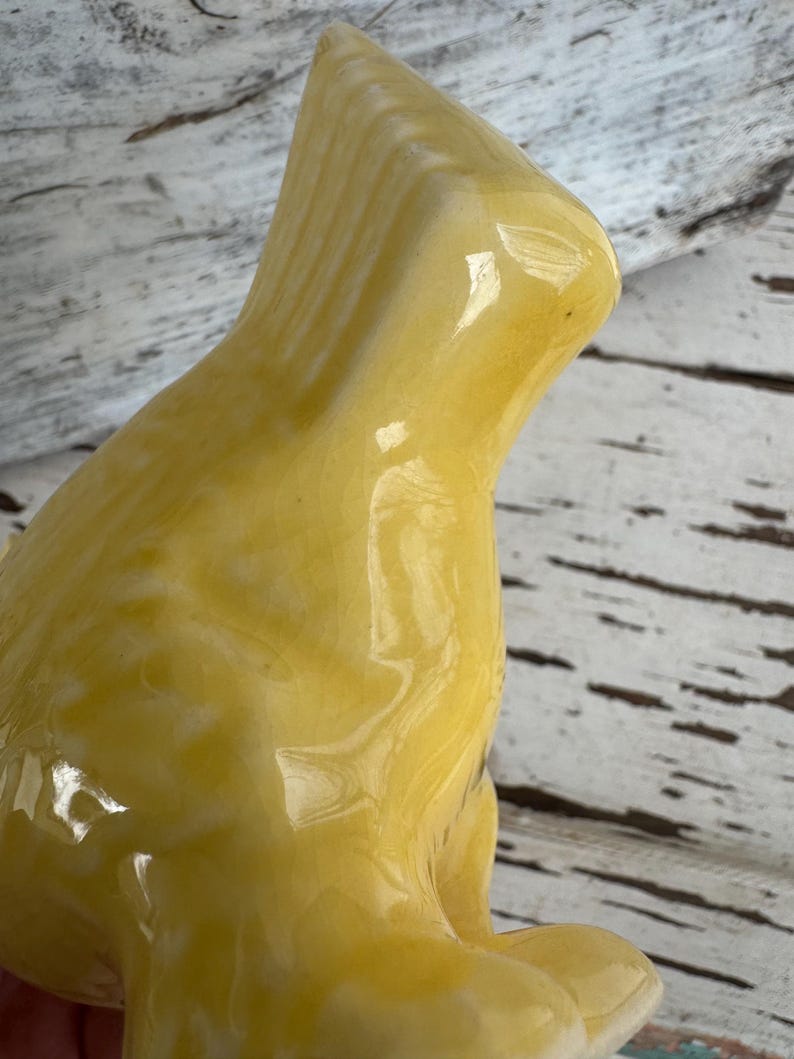Yellow Crazed Chicken Planter - Vintage Yellowware Chicken - Chicken ...