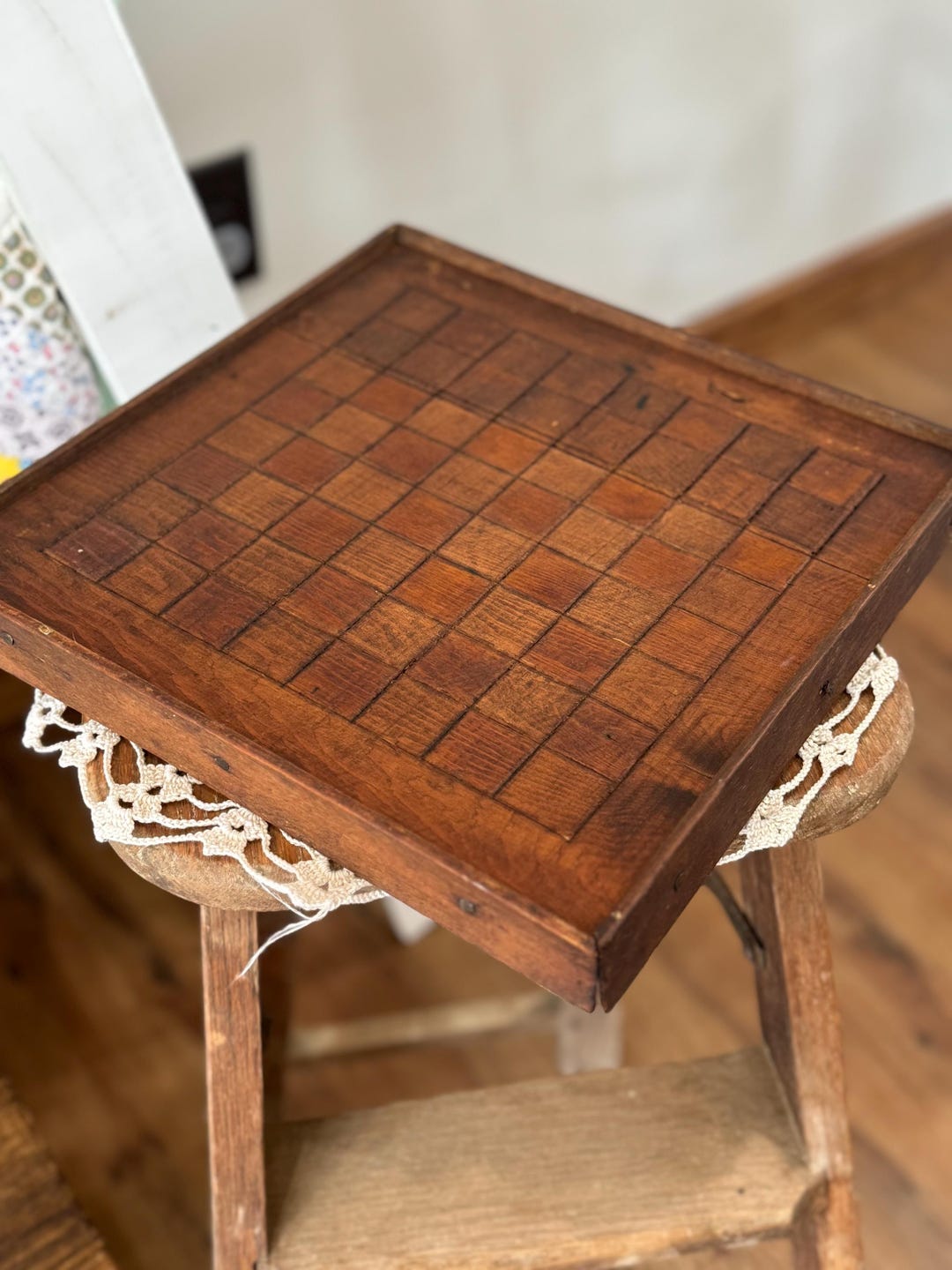 Antique Handmade Wooden Checkerboard: Double-sided Game Board - Etsy