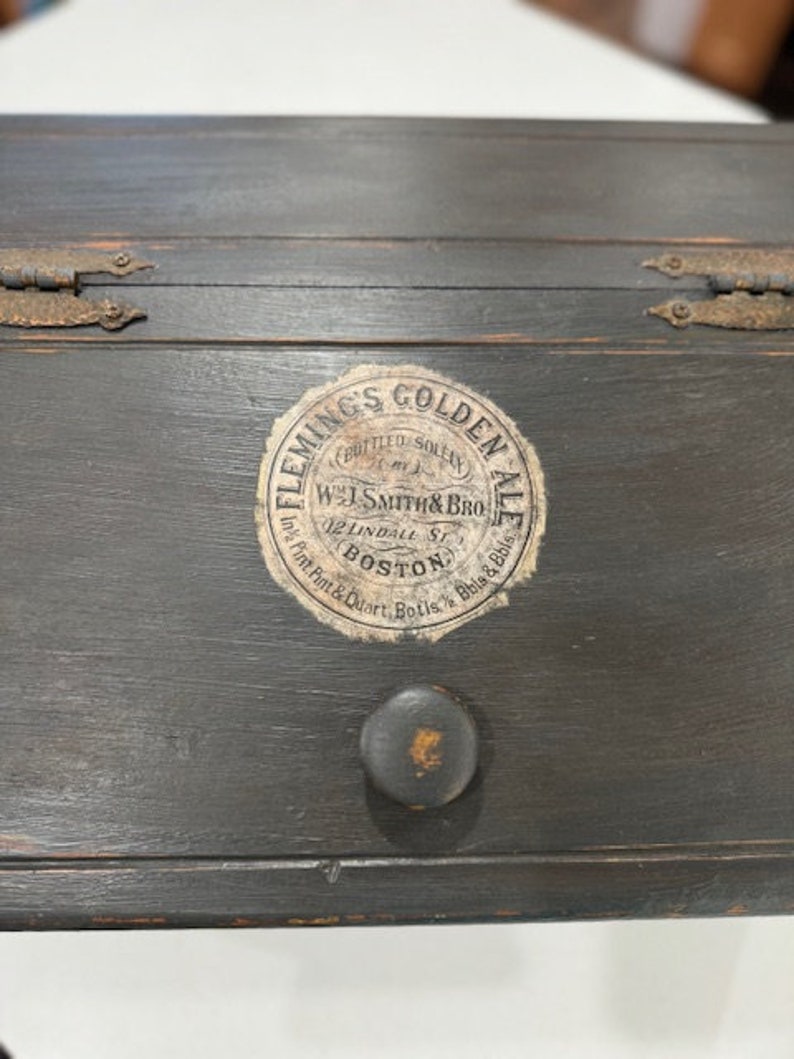 Vintage Dark Wood Bread Box W/ Label, Kitchen Wooden Bread Box ...
