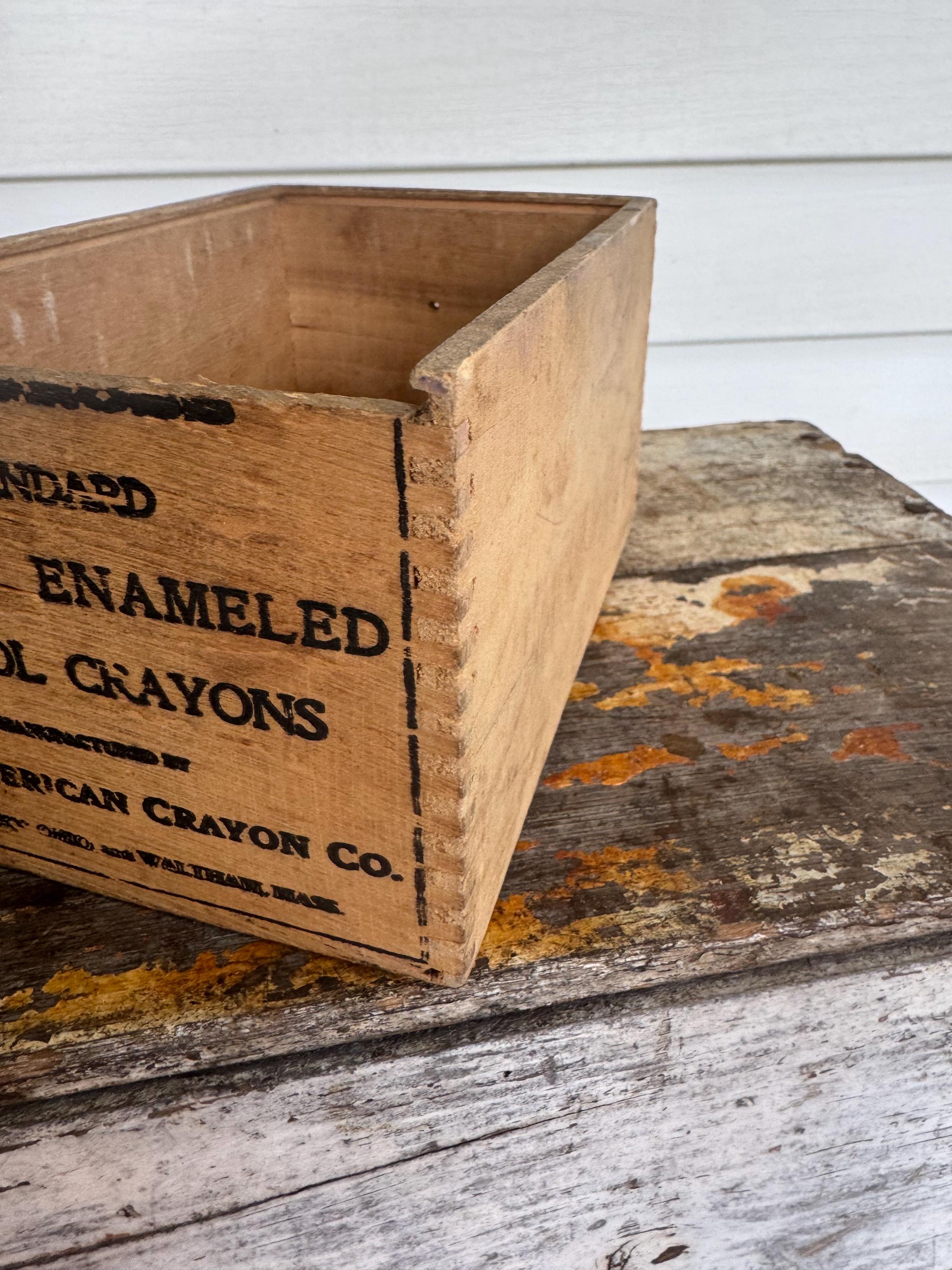 Yellow Enameled School Crayons Vintage Crayon Box - the American Crayon ...