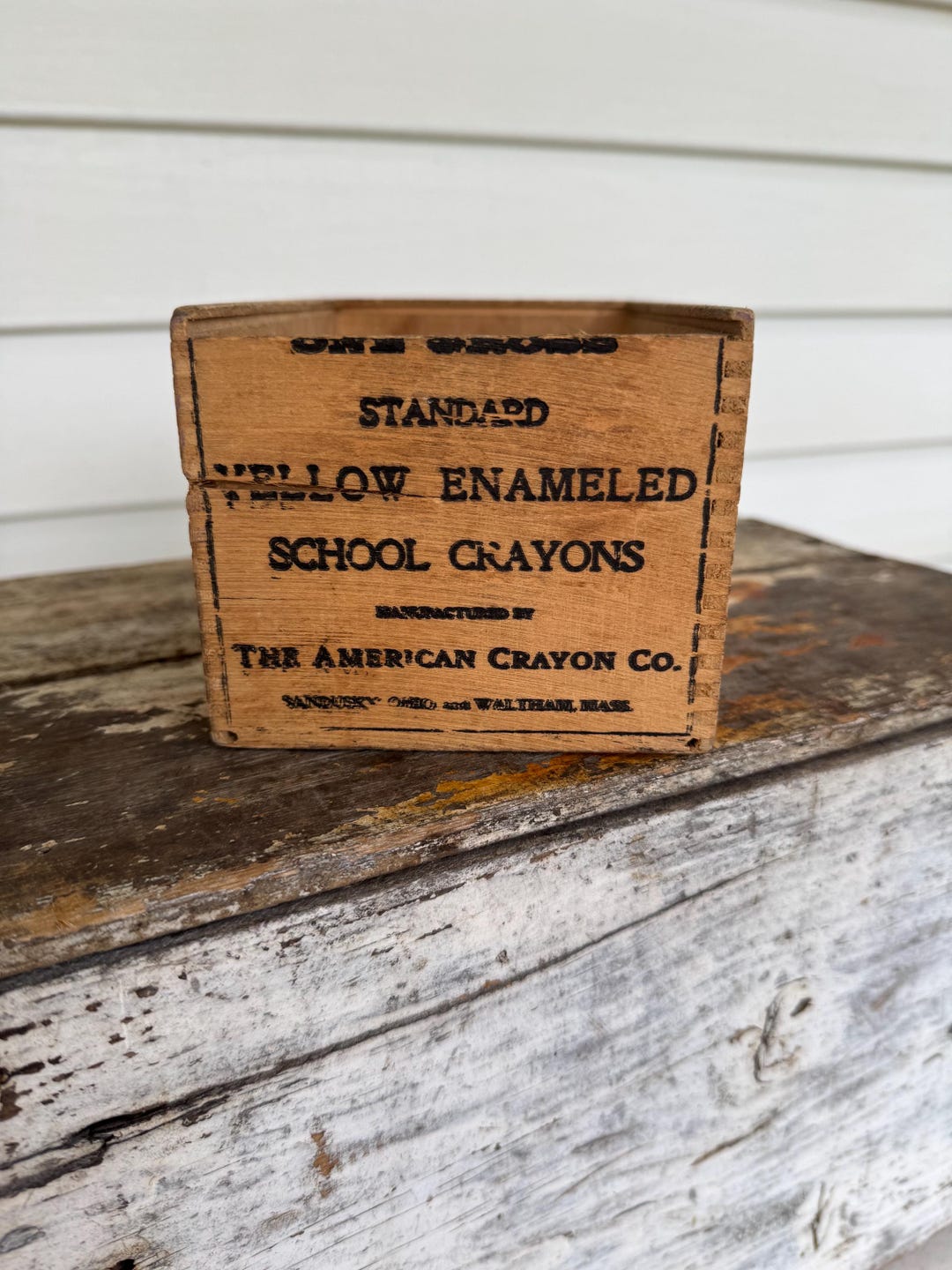 Yellow Enameled School Crayons Vintage Crayon Box - the American Crayon ...