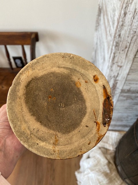 Small 5 Vintage Glazed Rimmed Crock, Brown Crock With Rim, Small ...