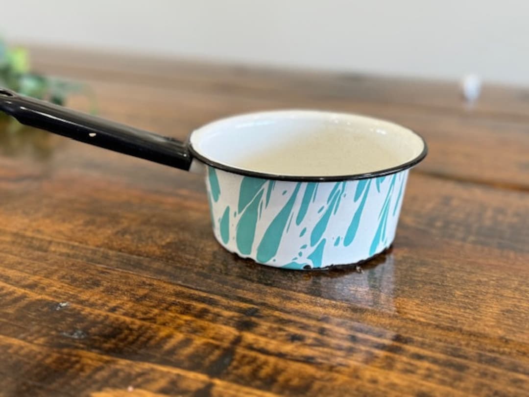 Vintage Robin Egg Blue Graniteware Pan W/ Handle, 5 1/2" Size, Small ...