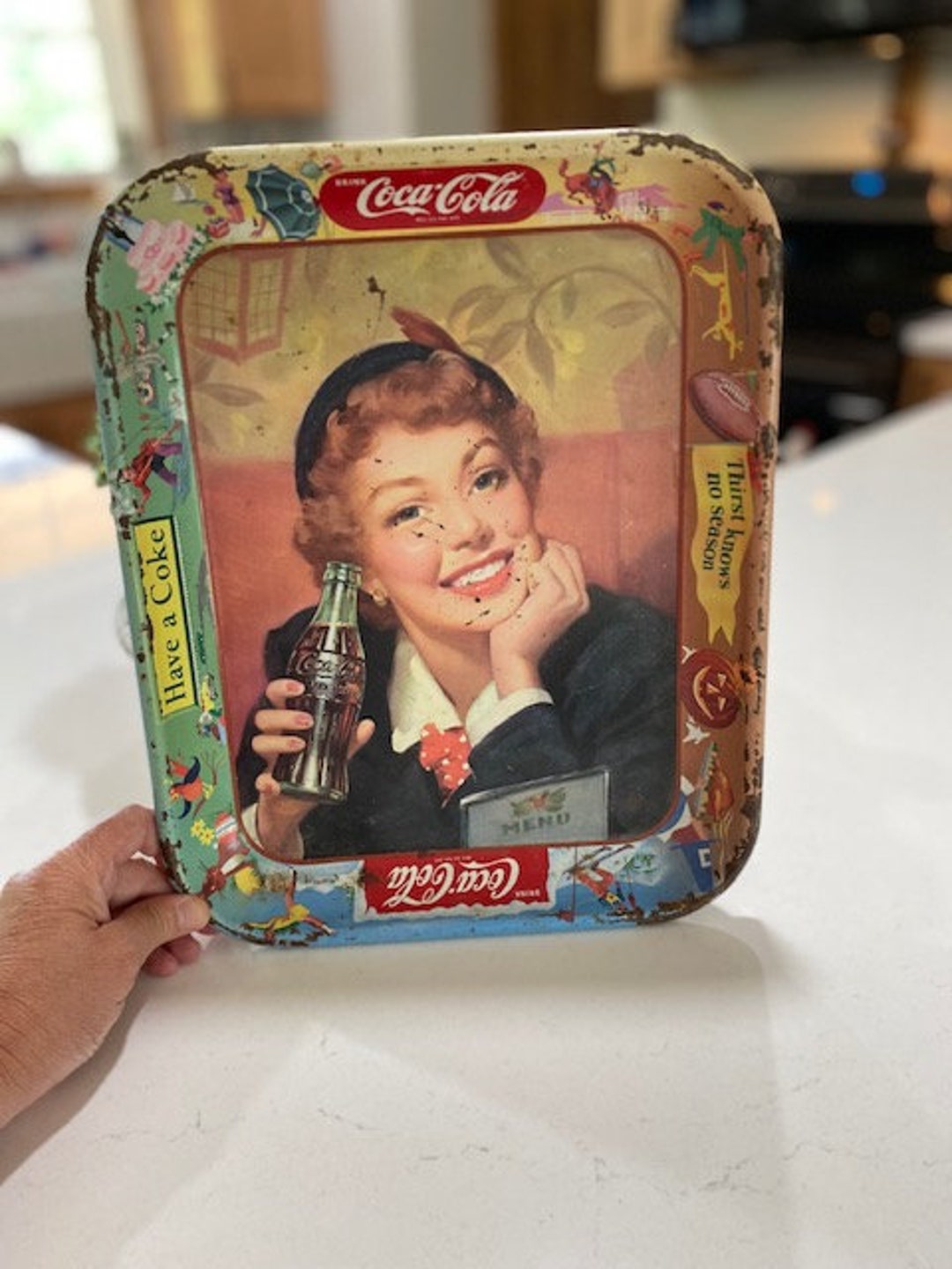 Old Coca-cola 50's Serving Tray With Coke Girl Advertising Memorabilia ...