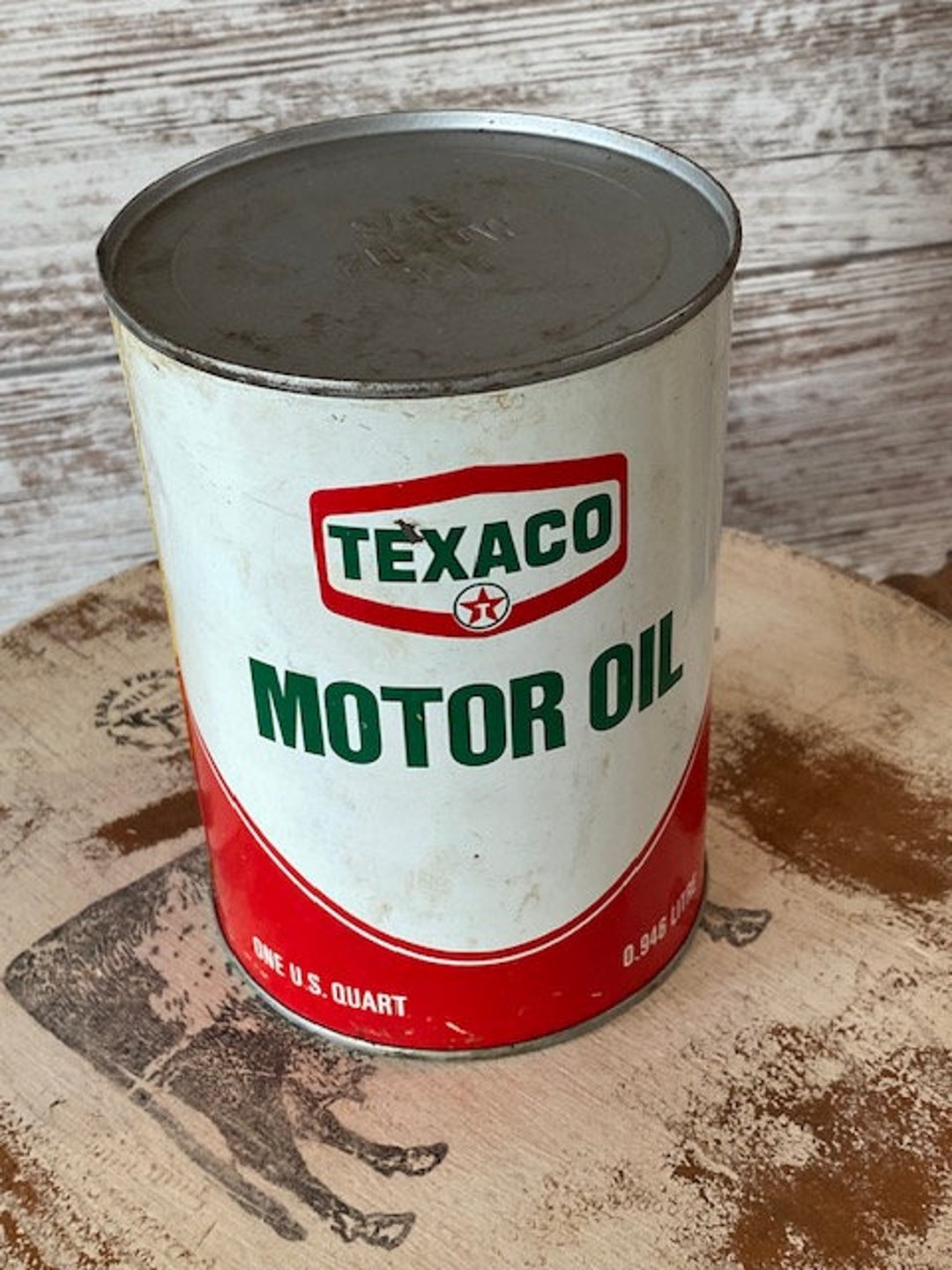 Antique Texaco Motor Oil Can, Texaco Can Unopened Metal Oil Collectable ...