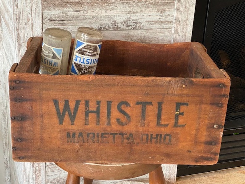 Antique Soda Whistle Wood Box, Vintage Pop Crate, Advertising Whistle ...