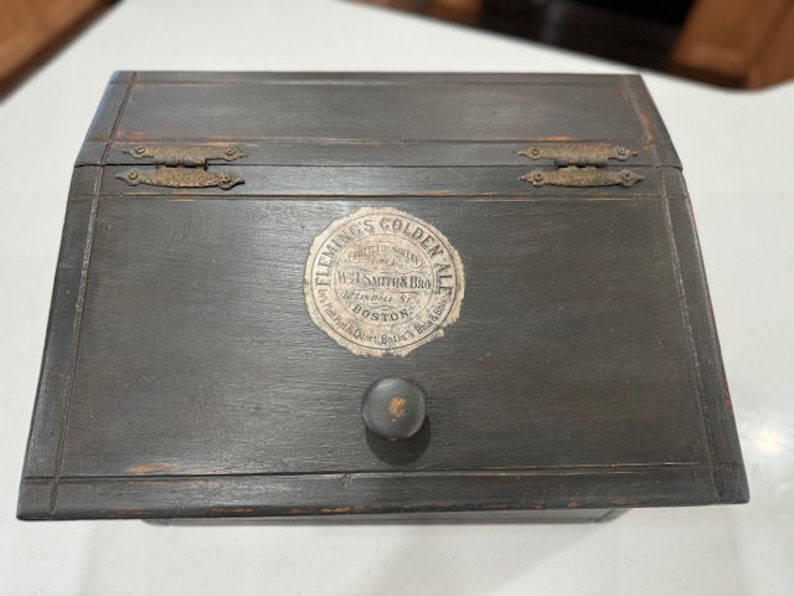 Vintage Dark Wood Bread Box W/ Label, Kitchen Wooden Bread Box ...