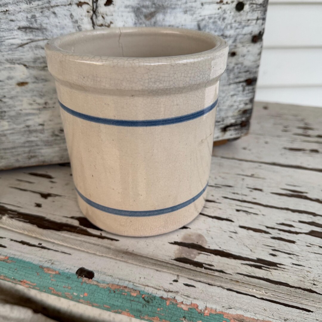 Antique Primitive Crazed Blue Banded Stoneware Crock Crazing - Etsy