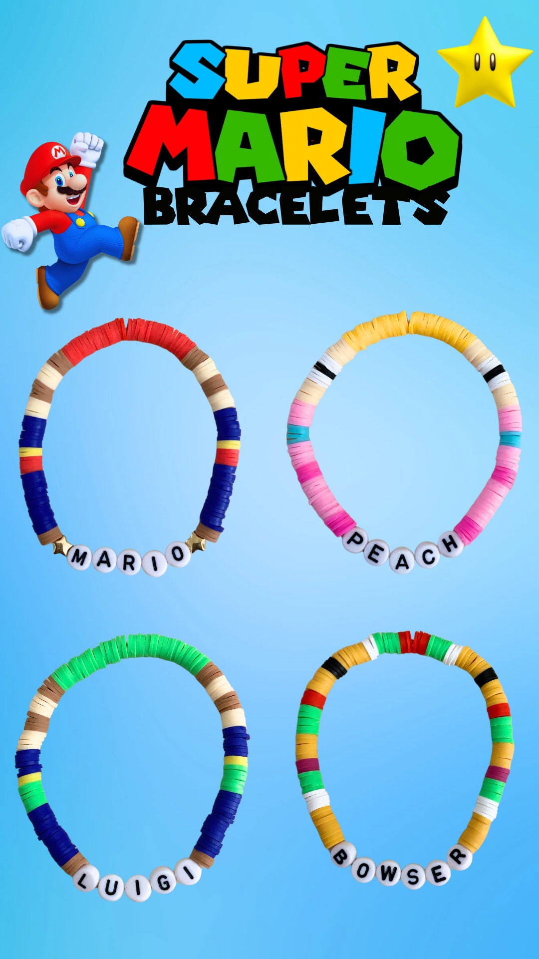 Super Mario Bros Heishi Bracelets - Etsy