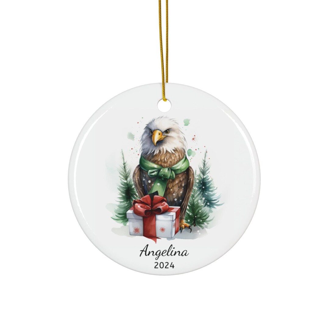 Personalized Bald Eagle Christmas Ornament, Custom Holiday Keepsake for ...
