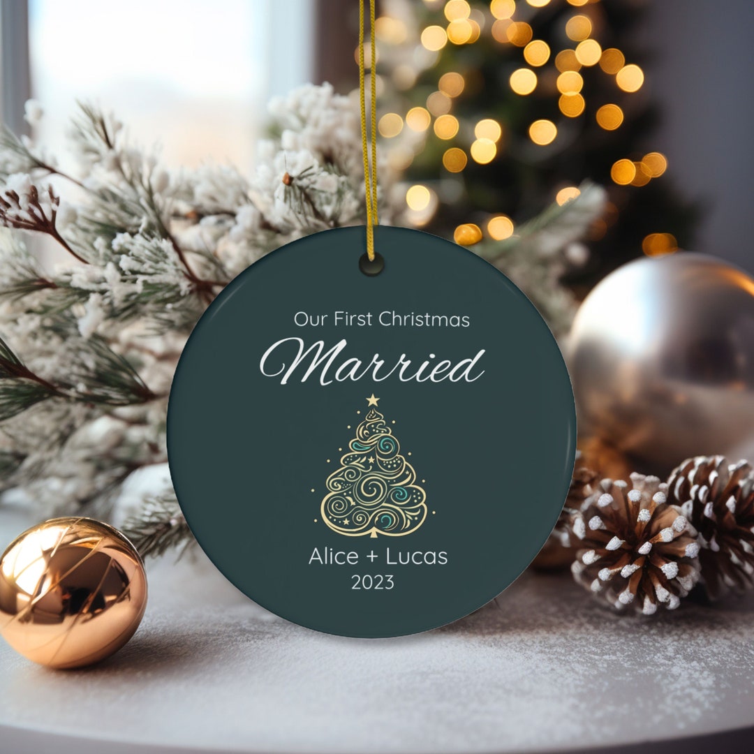 Personalized First Christmas Married Ornament: Newlywed Gift - Etsy