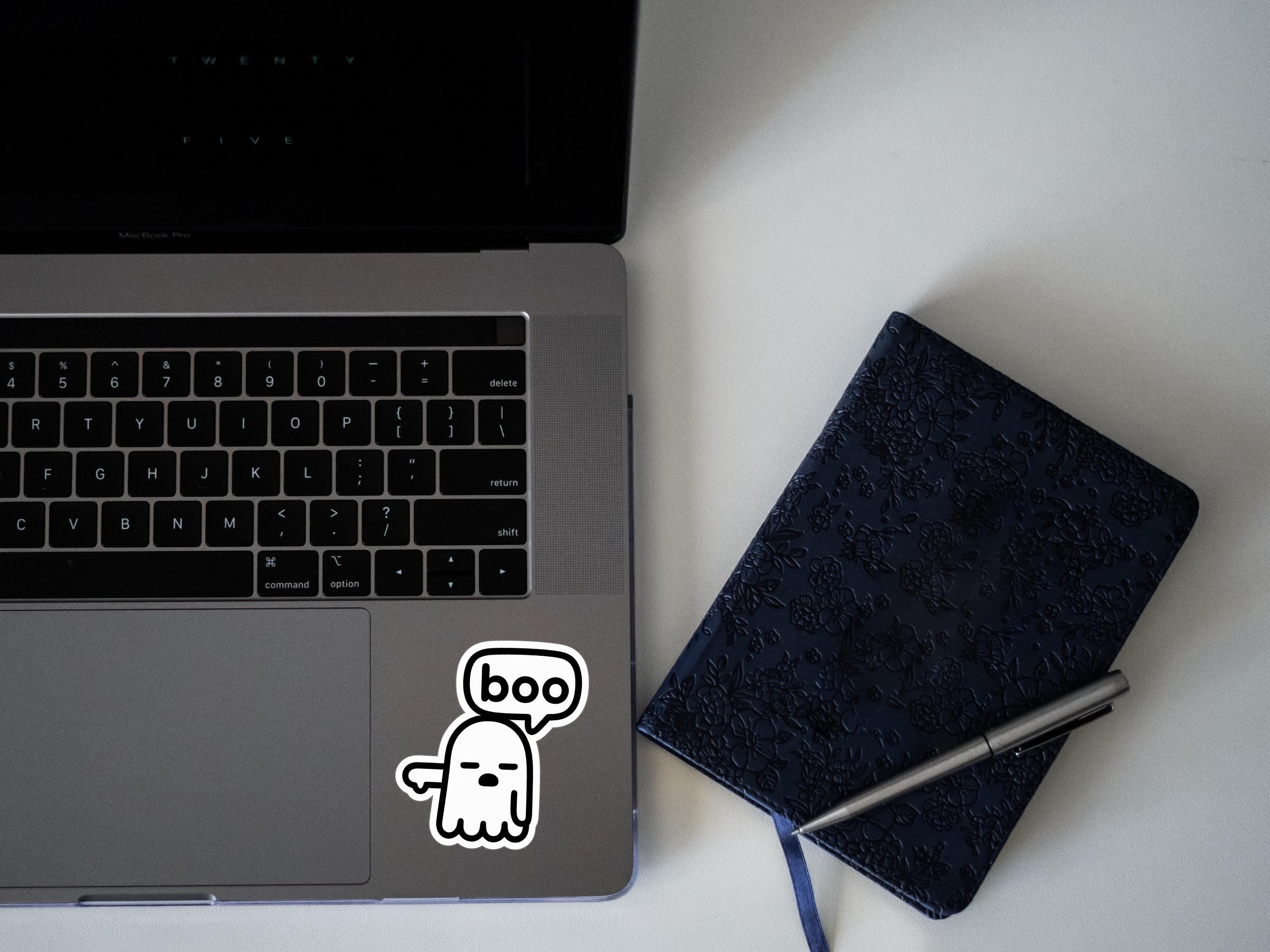 Ghost Booing in Disapproval Sticker - Funny Halloween Cartoon Decal ...