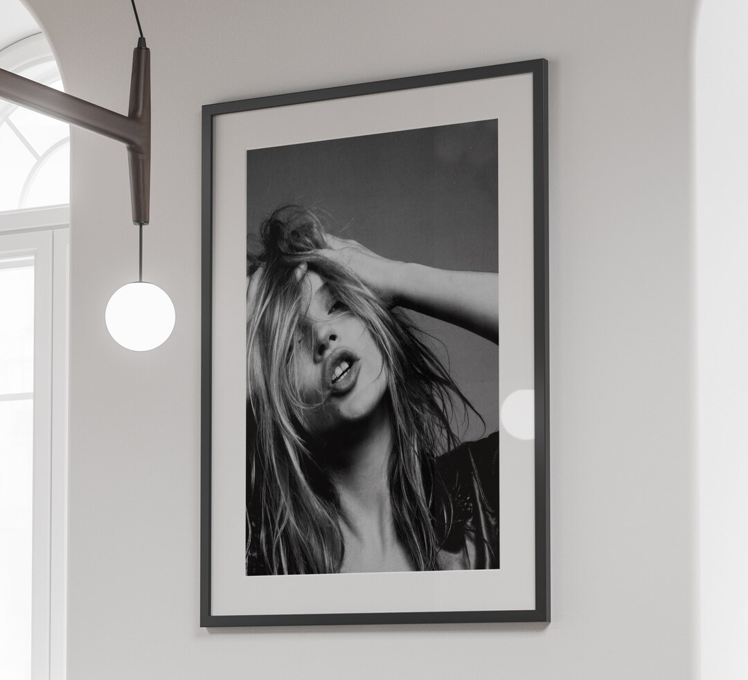 Kate Moss Poster, Black and White, Fashion Print, Kate Moss Wall Art ...