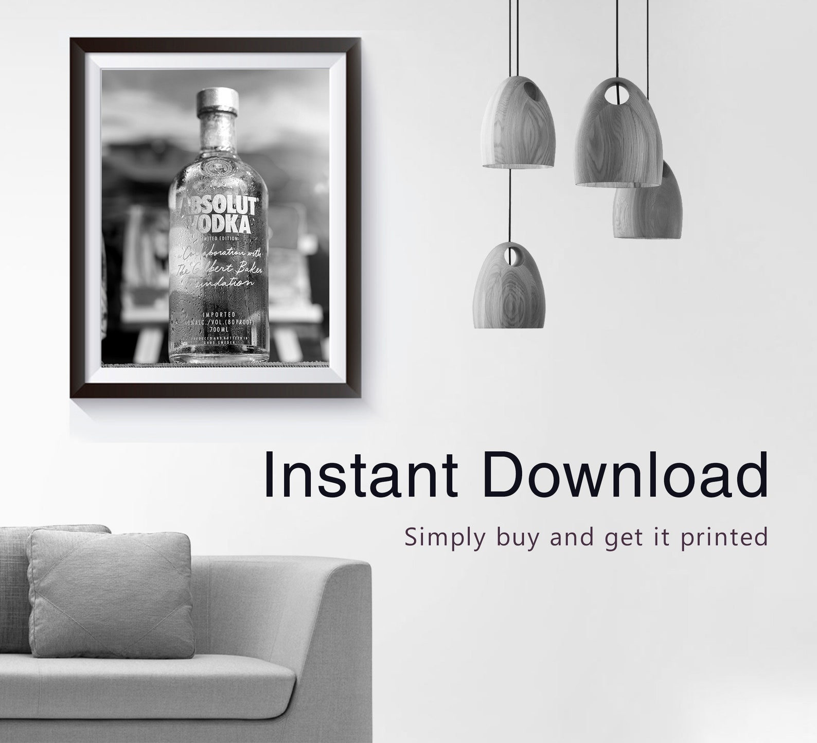 Vodka Poster Black and White Bar Cart Print Cocktail Wall - Etsy