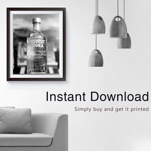 Vodka Poster, Black and White, Bar Cart Print, Cocktail Wall Art ...