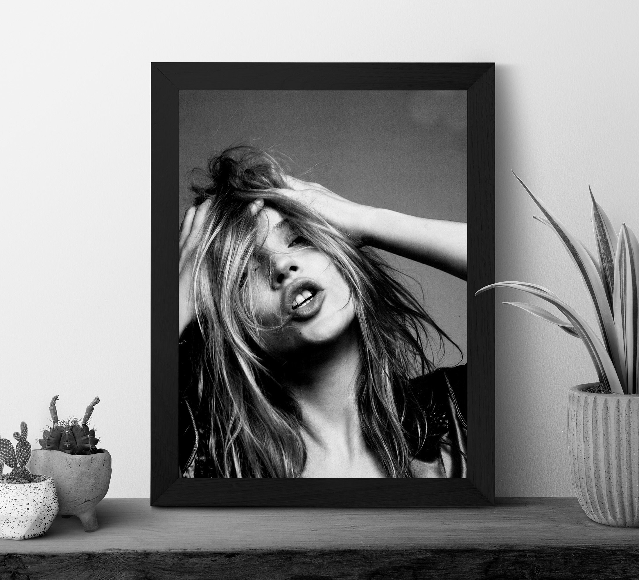 Kate Moss Poster, Black and White, Fashion Print, Kate Moss Wall Art ...