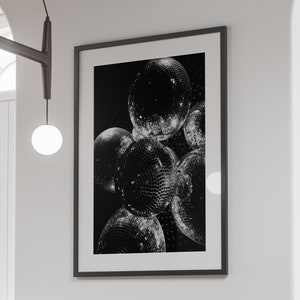 Disco Ball Print, Black and White Wall Art, Mirrorball Poster ...