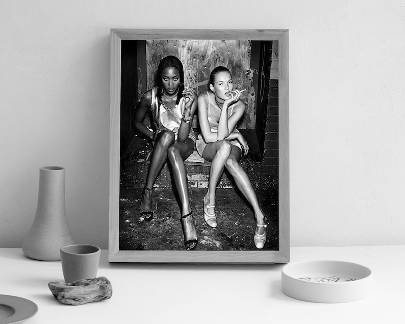 Naomi Campbell Kate Moss Smoking Poster Black and White - Etsy