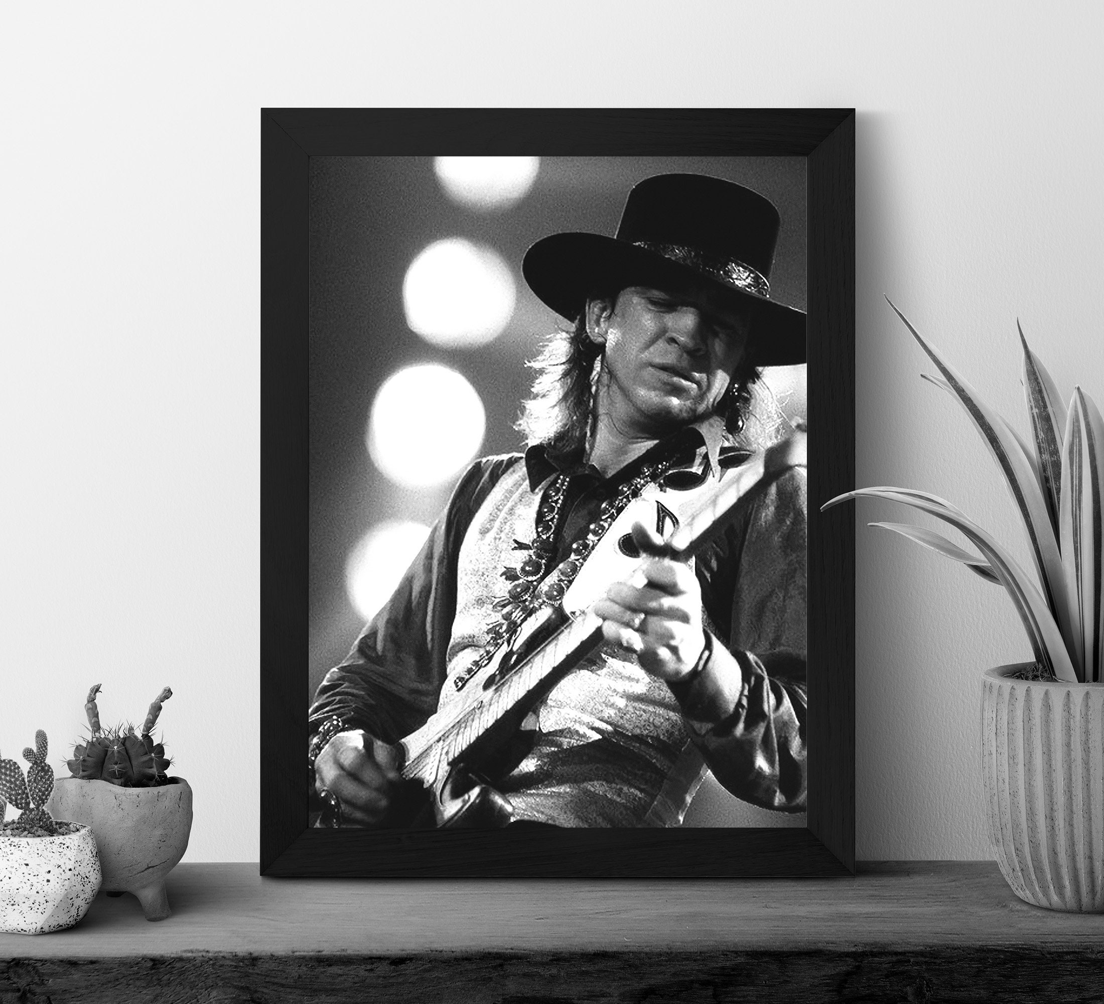 Stevie Ray Vaughan Poster, Black and White, Vintage Print, Retro Wall ...