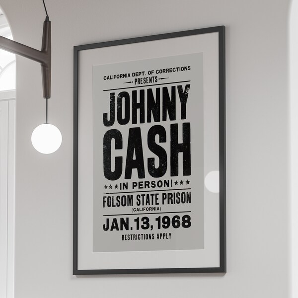 Black and White Johnny Cash Print - Etsy