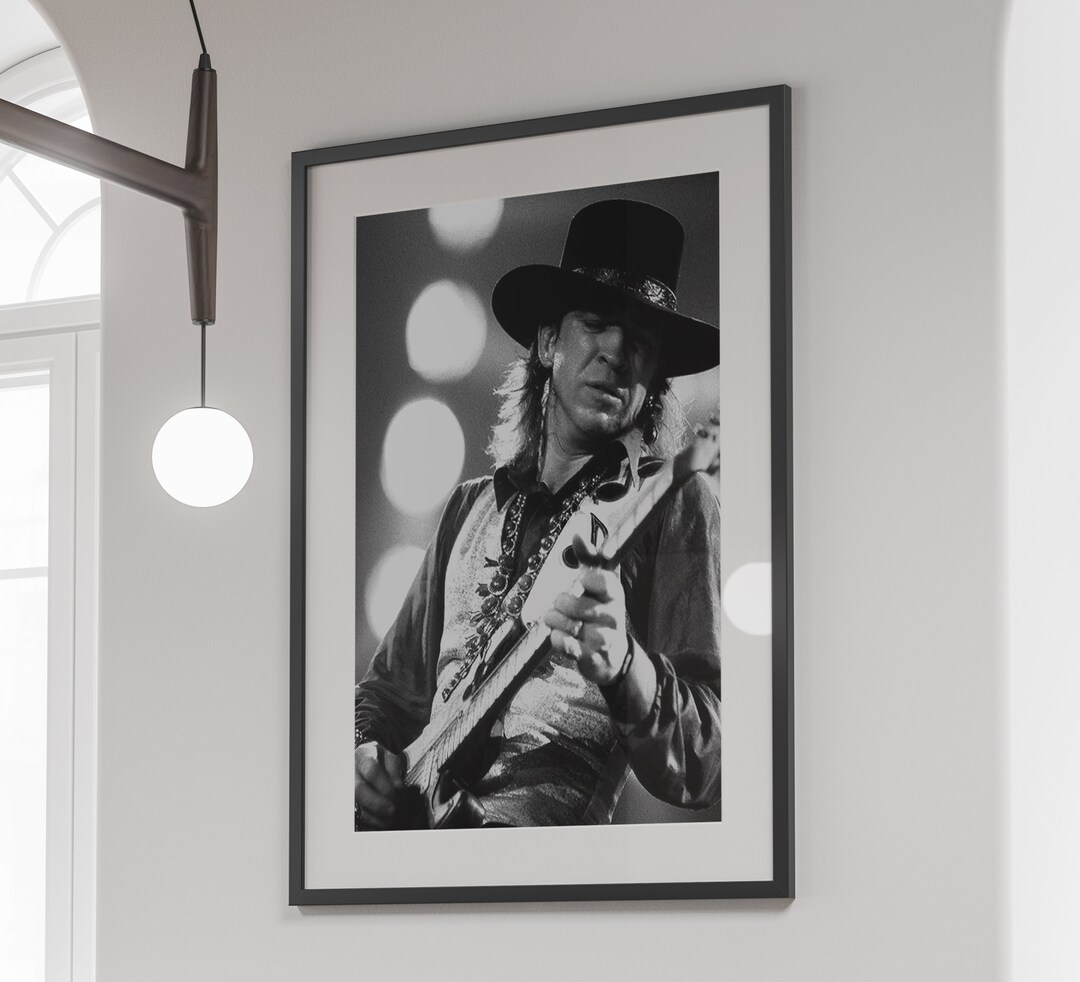 Stevie Ray Vaughan Poster, Black and White, Vintage Print, Retro Wall ...