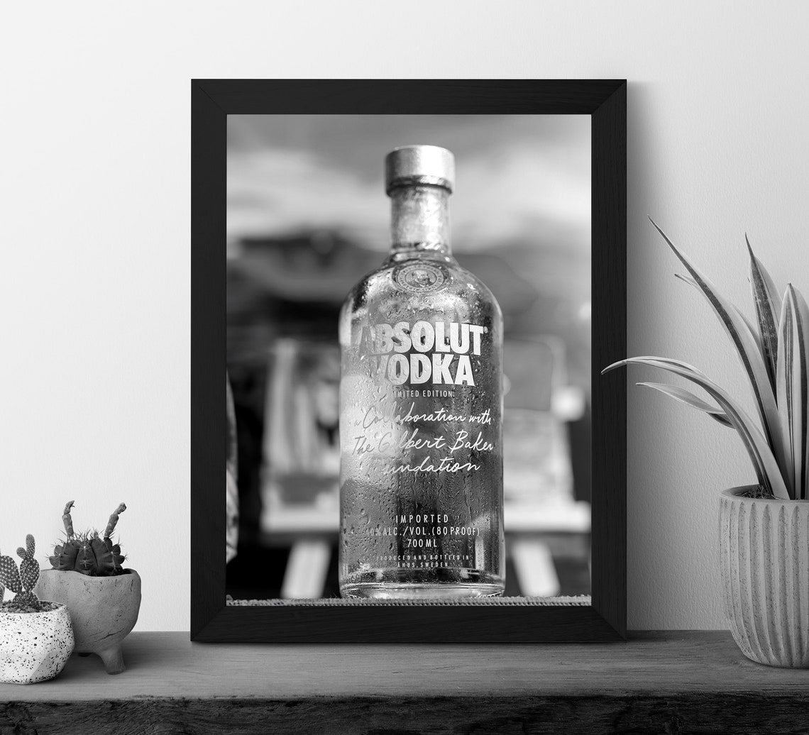 Vodka Poster Black and White Bar Cart Print Cocktail Wall - Etsy