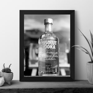 Vodka Poster, Black and White, Bar Cart Print, Cocktail Wall Art ...