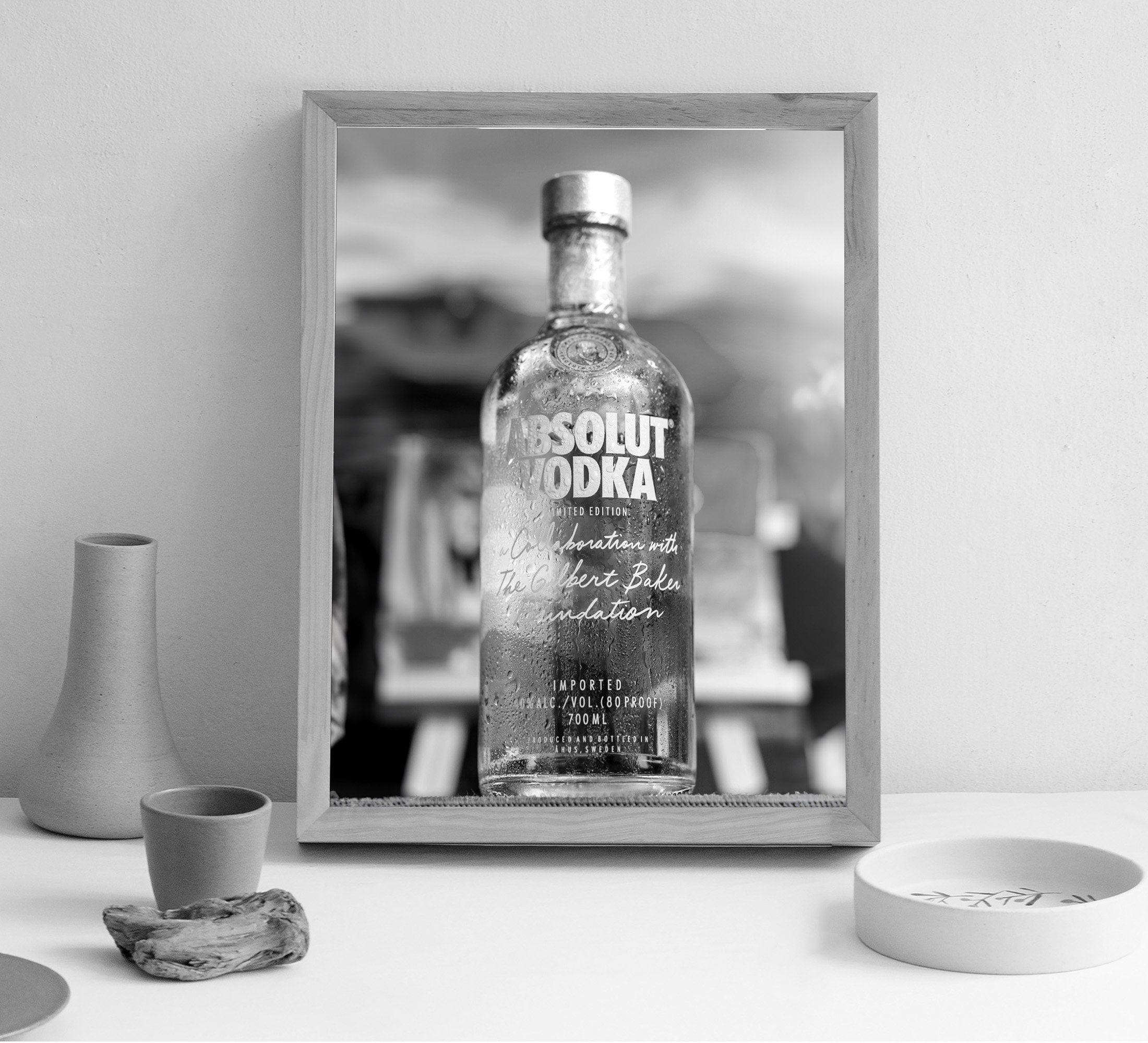 Vodka Poster Black and White Bar Cart Print Cocktail Wall - Etsy
